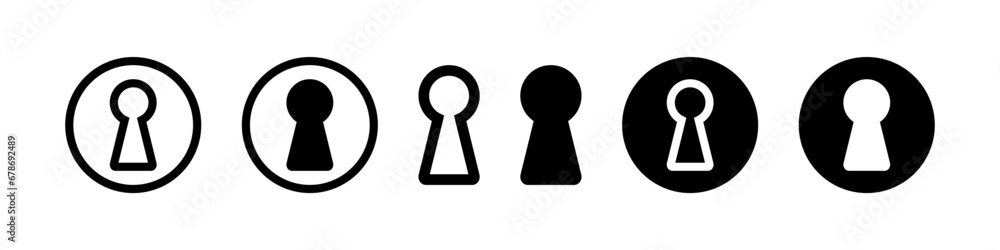 Keyhole vector icons set. Key hole illustration. Lock sign collection ...