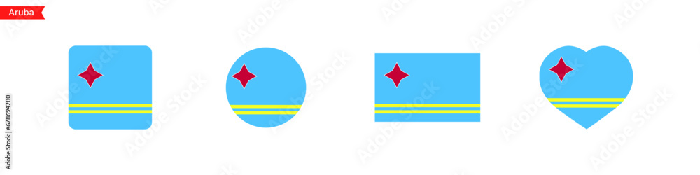National flag of Aruba. Aruba flag icons in the shape of a square ...