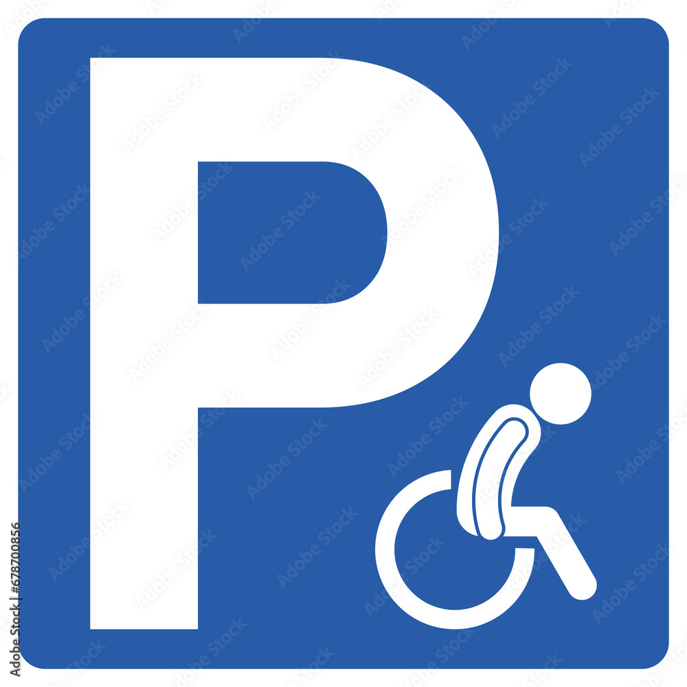 Isolated blue rectangle car parking sign for diable, ill, elderly ...
