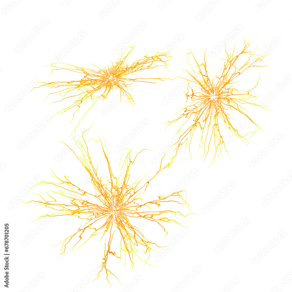 Lightning effect, thunderstorm, gold or yellow electric thunderbolt ...