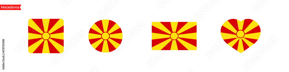 National flag of Macedonia. Isolated flag symbols for language ...