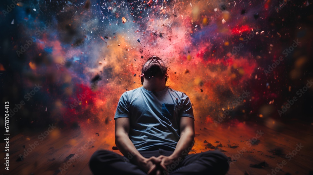 An individual experiencing an acute stress reaction, showcasing ...