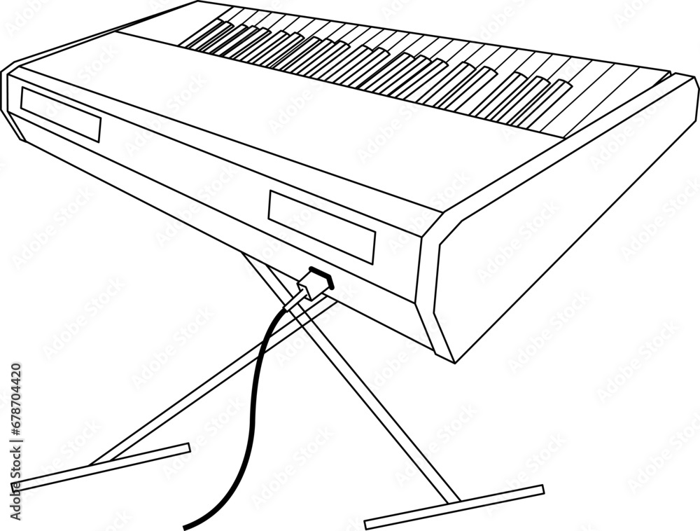 Cartoon Synthesizer for Coloring Page. Vector Illustration of an ...