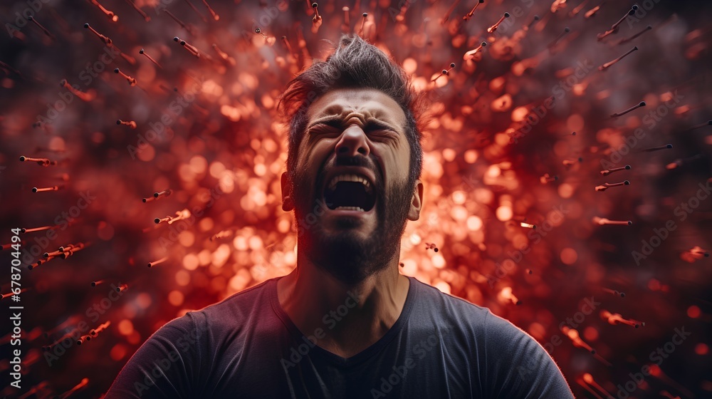 An individual experiencing an acute stress reaction, showcasing ...