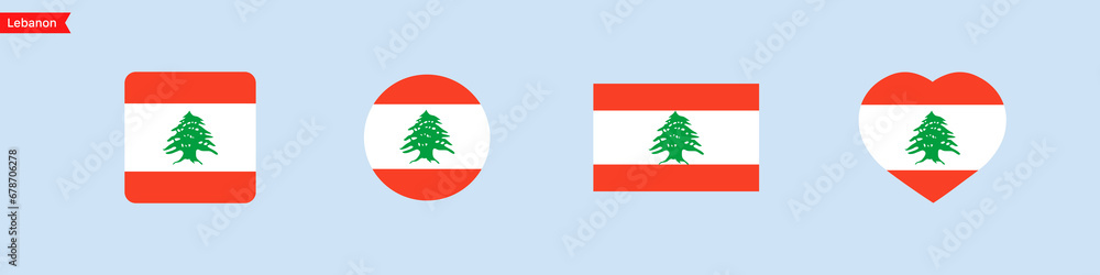 National flag of Lebanon. Lebanon flag icons for language selection ...