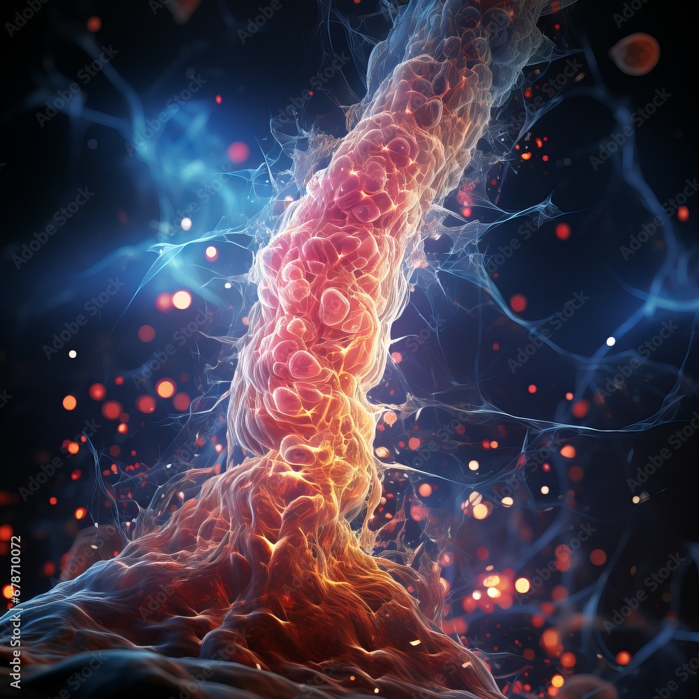macro cells in the process of division. Protruding fibrous structures ...