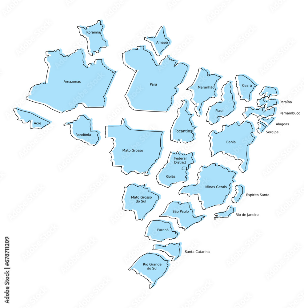 brazil map labelled, federative districts of brazil, brazil districts ...