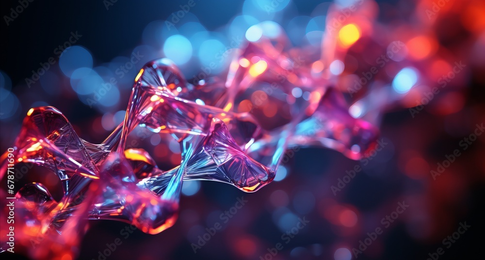 3D model of a DNA molecule with shiny bonds and atoms. Background of ...