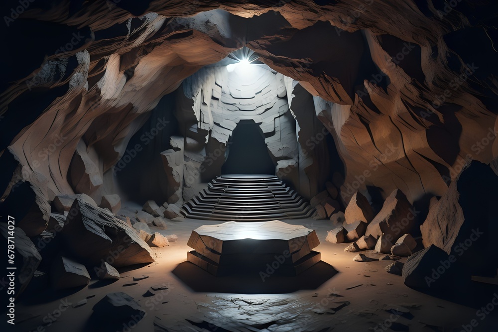 Product Podium Display Stone Platform Template cave Background for ...