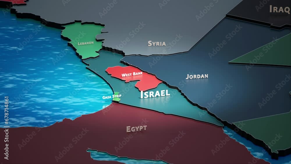 Israel stylized political map and neighboring countries Stock Video ...