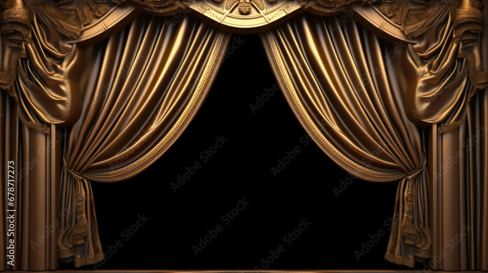 Vintage gold theater curtain, elegant and ornate art deco design Stock ...