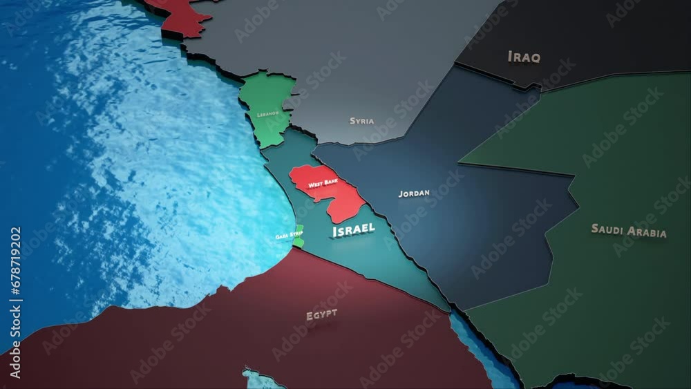 Israel stylized political map and neighboring countries Stock Video ...