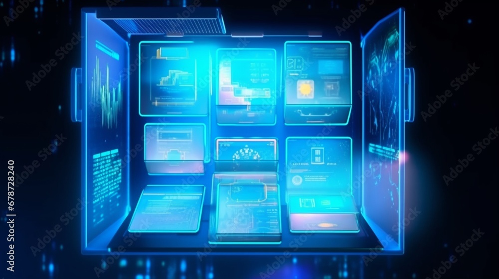 futuristic holographic interface of a file manager.Generative AI Stock ...