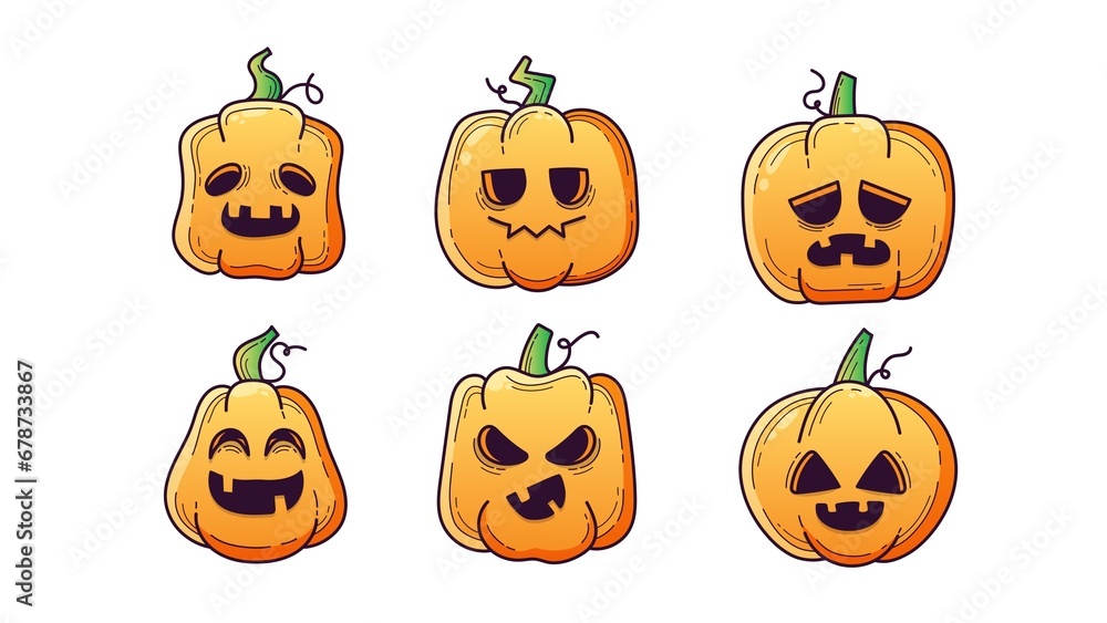 Halloween Pumpkins Jack-O-Lantern Icon Animations Stock Template ...
