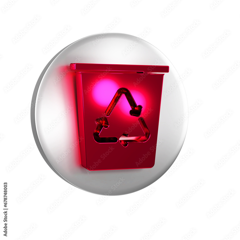 Red Recycle bin with recycle symbol icon isolated on transparent ...