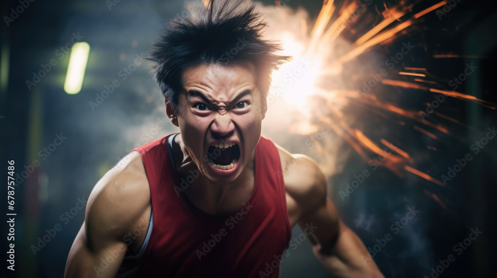 badminton player in a powerful smash generative ai Stock Illustration ...