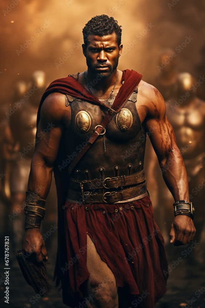 A powerful midrange depiction of Spartacus, the legendary gladiator and ...