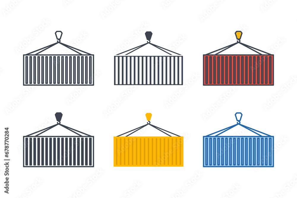 Cargo Container icon collection with different styles. logistic and ...