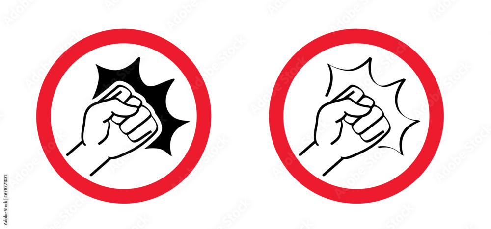 Fist, violence sign. Fist punching or hitting pictogram. For stop ...