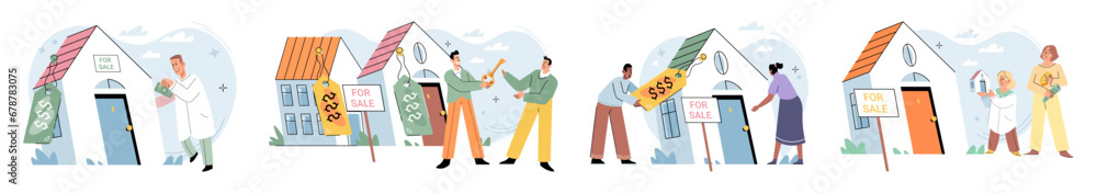 Buying and choosing housing. Vector illustration Choosing right housing ...