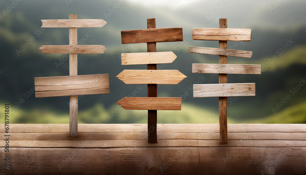 blank empty wooden rustic signage sign board signpost post wood on ...