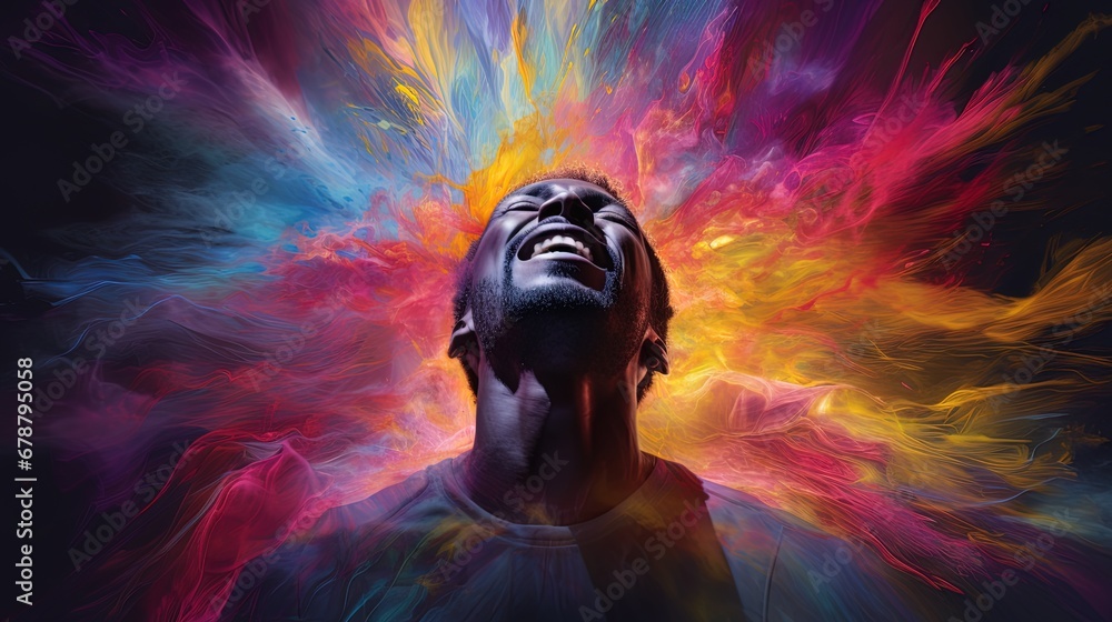 Man Illustration Portrays Internal Emotional Energy with Dynamic Forms ...