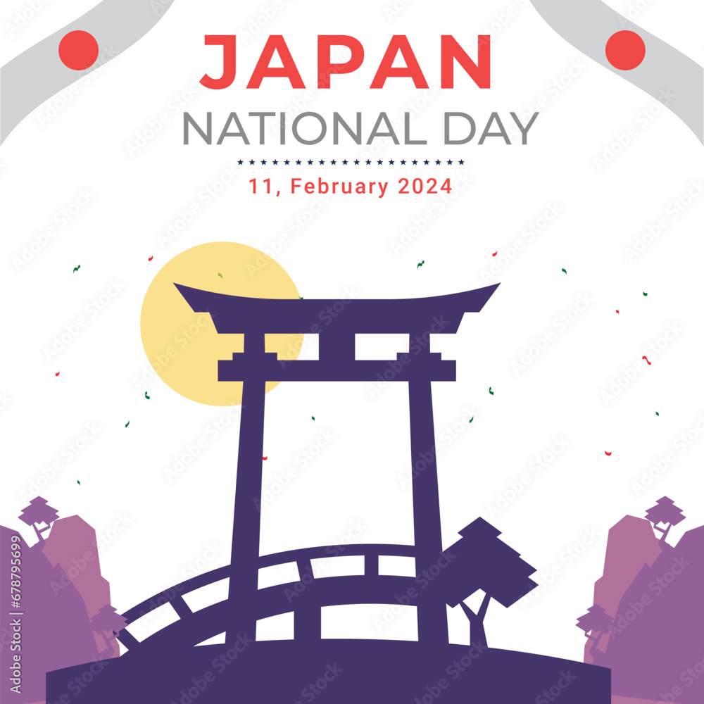 Japan national day social media post with Japanese flag . Landmark of ...