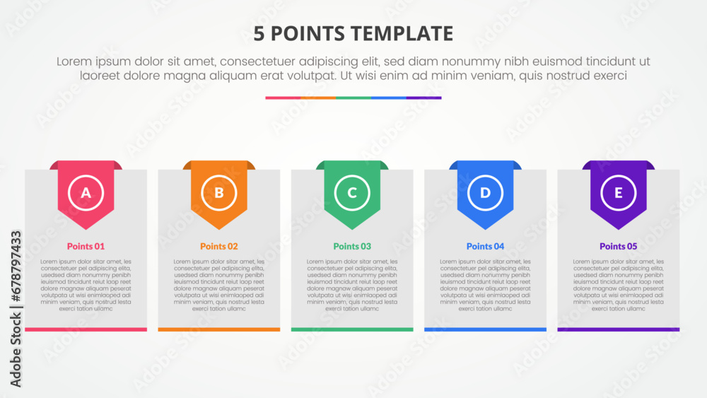 5 points stage template infographic concept for slide presentation with ...