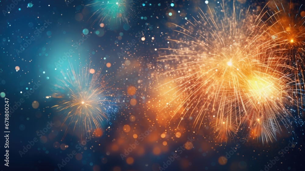 a bunch of fireworks that are lit up in the night sky with bright ...