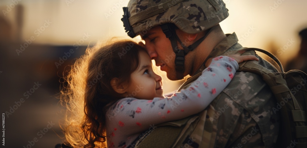 Patriotic soldier shares emotional hug with his daughter after ...