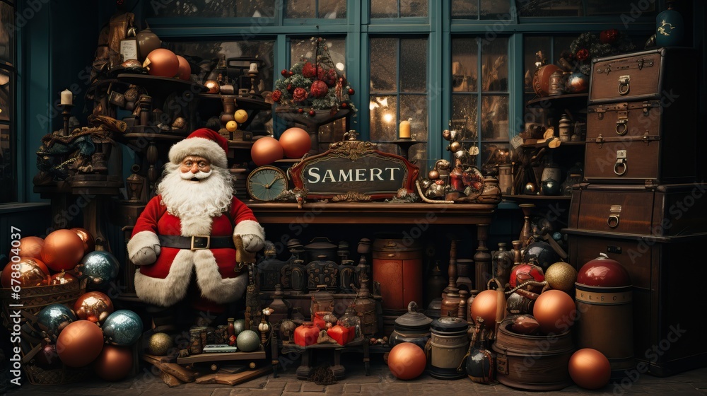 Devanture de magasin de noël vintage et retro en Angleterre Stock ...