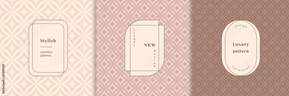 Vector geometric seamless pattern set with modern minimal labels ...