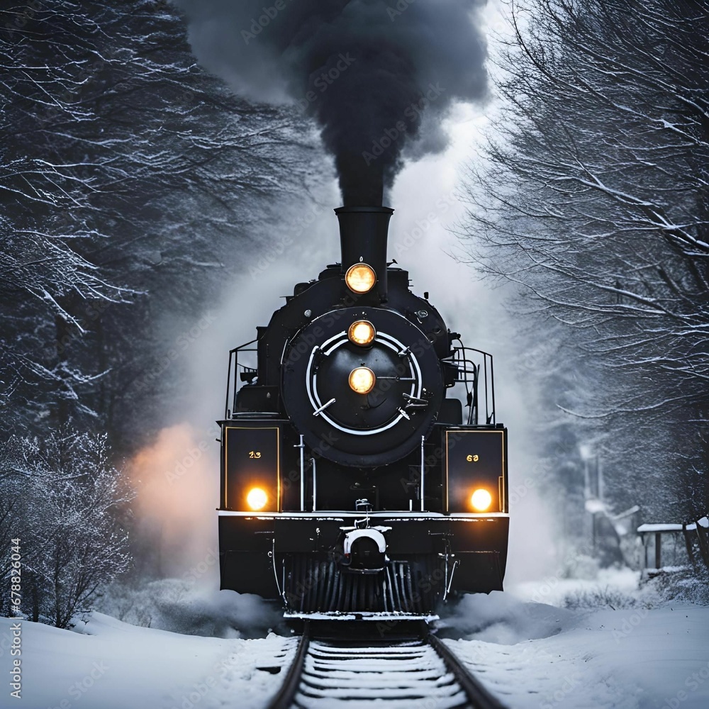 Dampflok in einer Winterlandschaft, voller Schnee und Idylle Stock ...