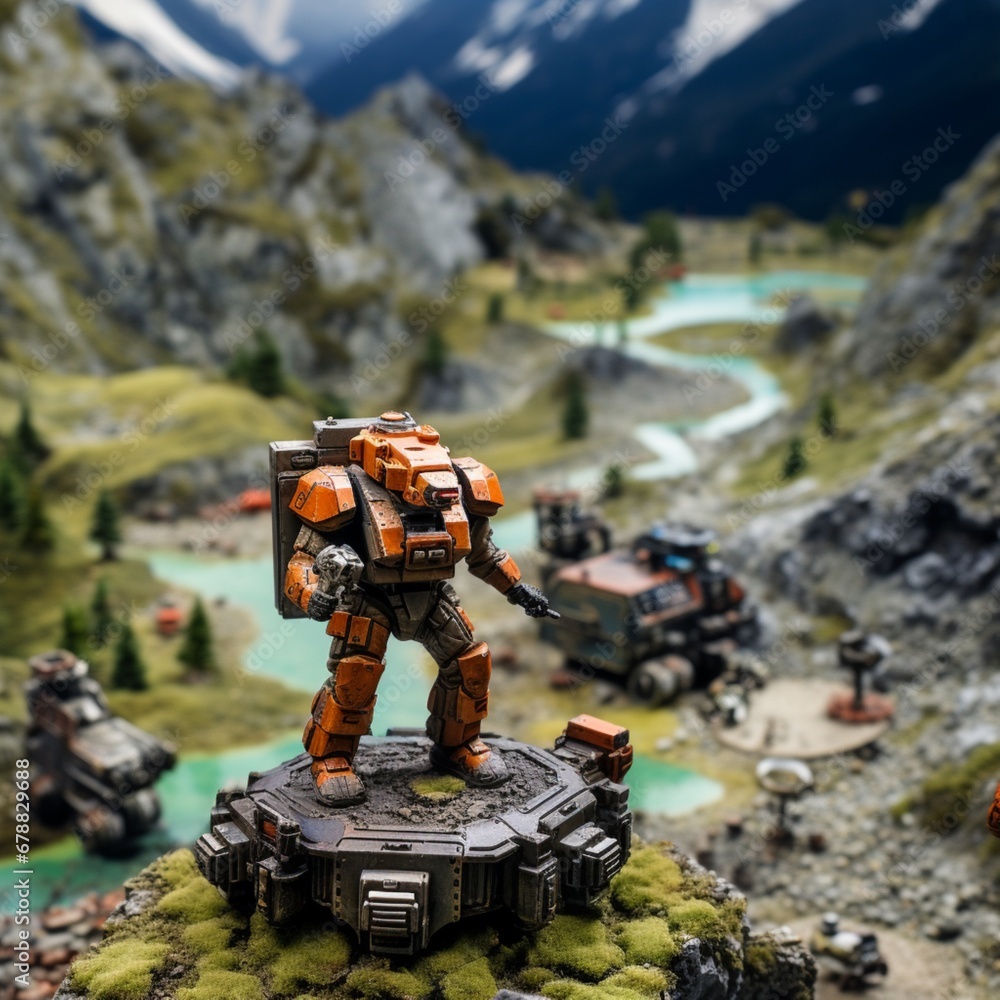 Figurines click battle of mechwarrior missiles used Ai generated art ...
