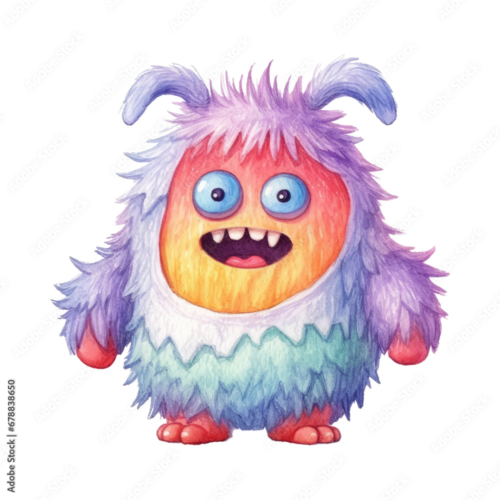 Cute Watercolor Monster . Monster Clipart. Monster Element. Watercolor ...