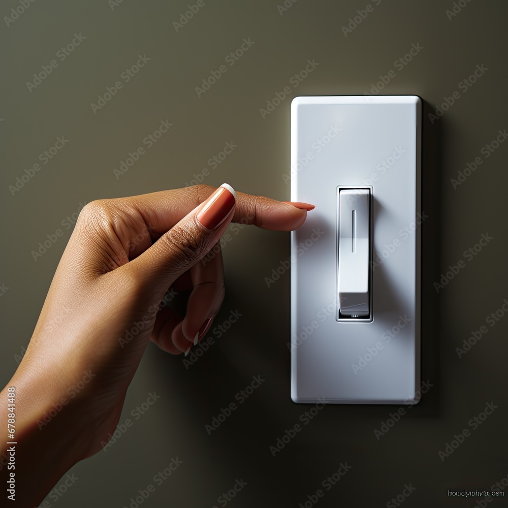 Finger turn off or on the light to saving electrical energy. Finger ...