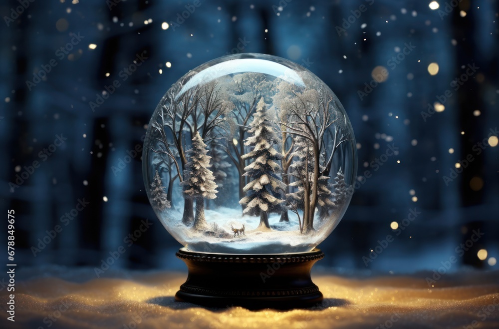 winter in a snow globe, trees and snow, animated gifs Stock Photo ...