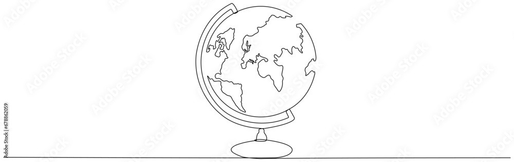 School globe continuous line drawing. World map linear symbol. Vector ...