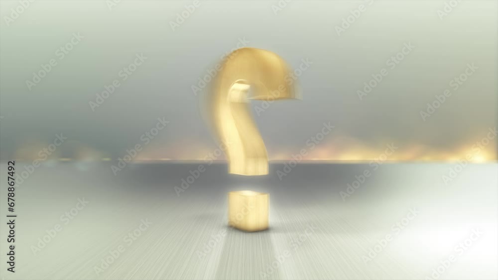Golden Question Mark Rotation Animation Fixed Camera on Elegant ...