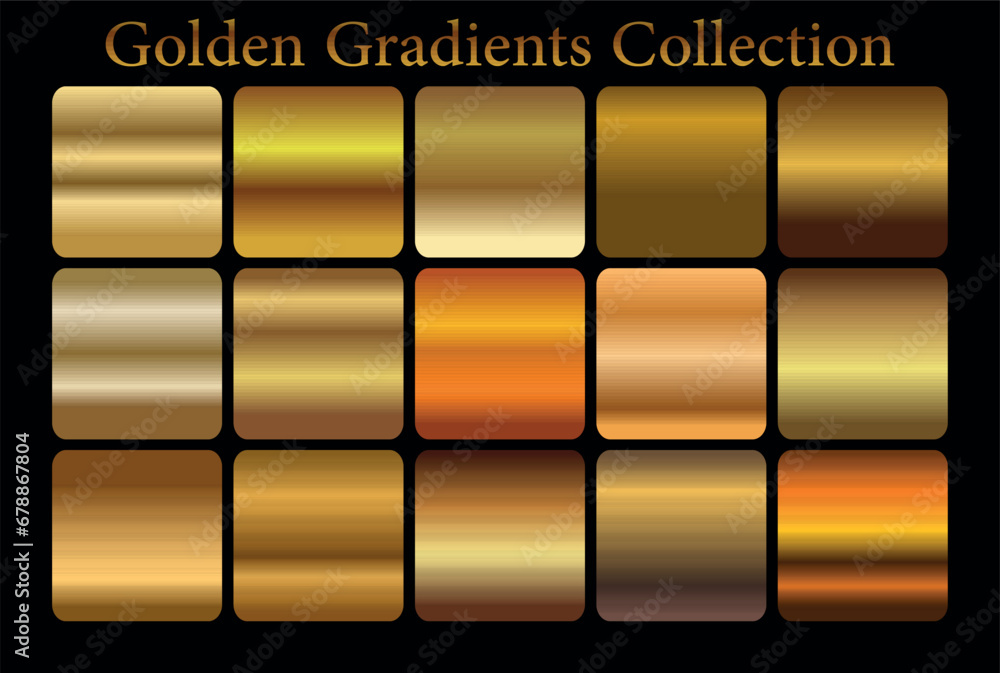 Gold gradient set background vector icon texture metallic illustration ...