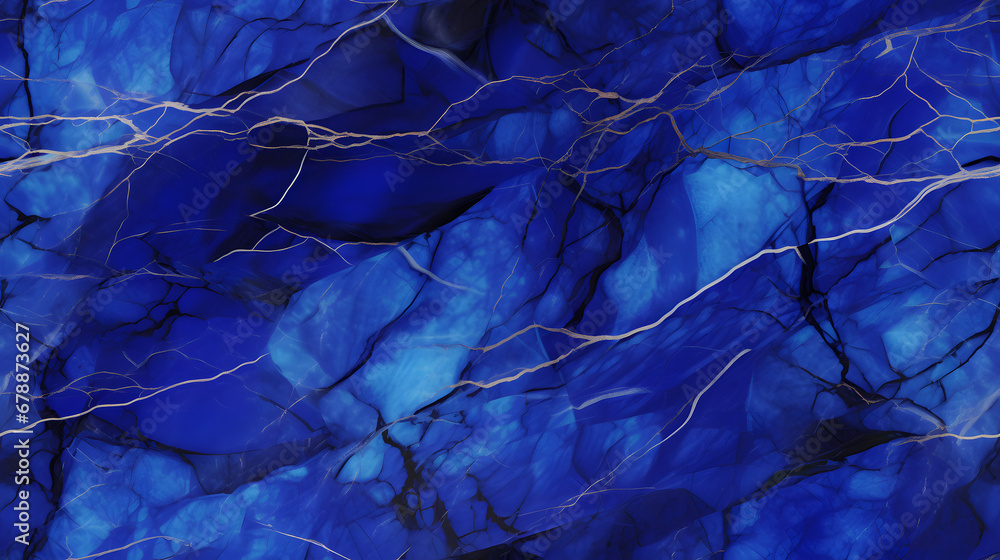 Vibrant cobalt blue marble with electric veins texture, seamless ...