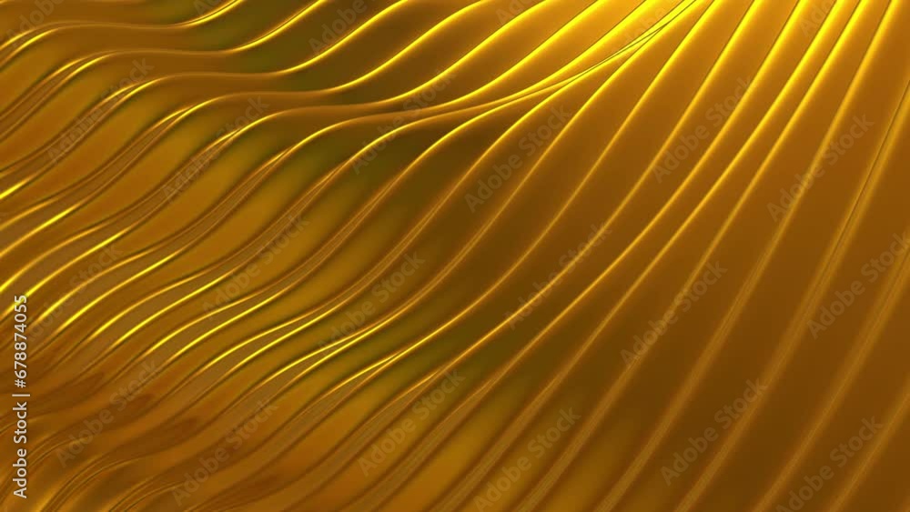 This stock motion graphic video of 4K Gold Background with gentle overlapping curves on seamless ...