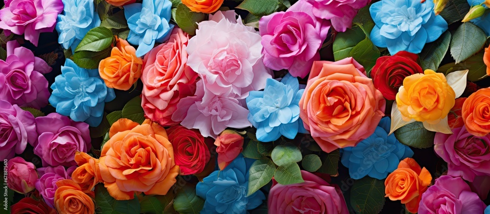 lush green garden amidst a colorful array of flowers a background of ...