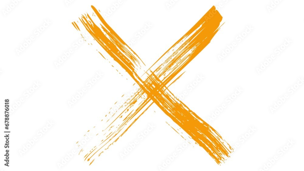 Animated hand drawn orange cross appears. Symbol is drawn. Concept of ...