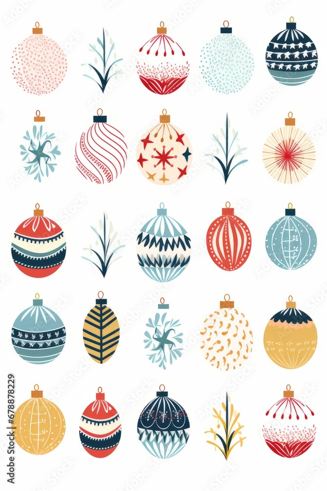Pattern Illustration of Christmas balls in christmas colors in American ...