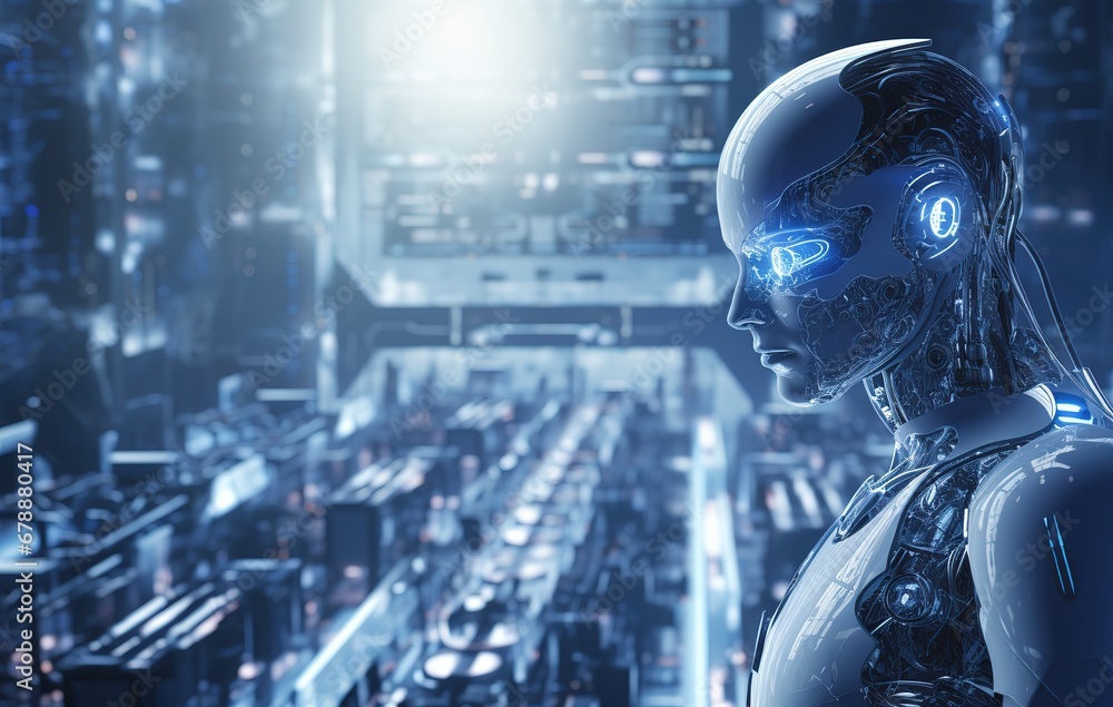 3D rendering of artificial intelligence AI, Development of digital data ...