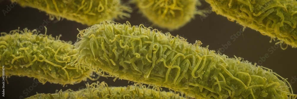 High-Resolution Microscopic View of Rod-Shaped Bacteria in a Clustered ...