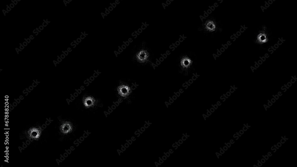 Gun Shooting Trace - Sequence Wall Holes - Diagonal Curve Line Shape ...