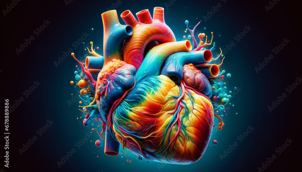Conceptual Anatomy of heart. Illustration of a human heart colorful ...