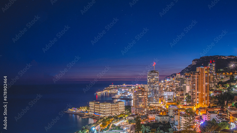 Panorama de nuit sur Monaco brillant de mille feux Stock Photo | Adobe ...